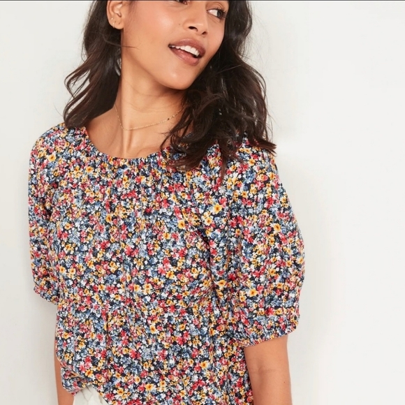 Old Navy | Tops | Old Navy 22 Puff Sleeve Baby Doll 12 Sleeve Liberty Floral Peasant Top Xxl ...
